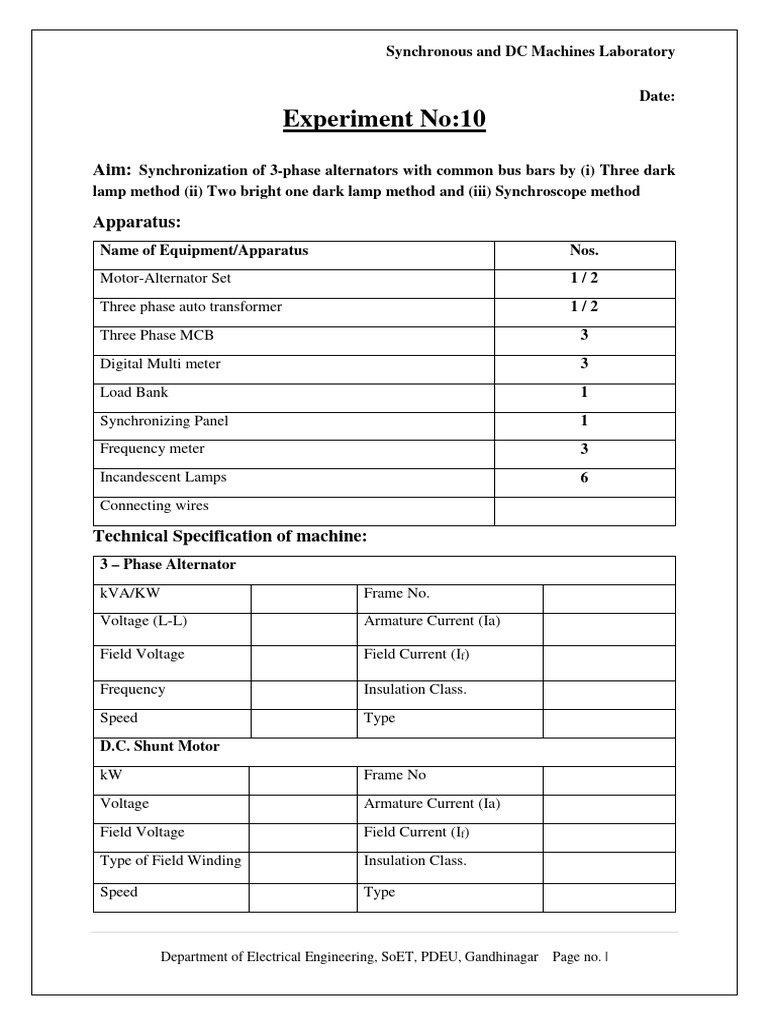 Exp10 Synchronizing of Alts | PDF | Electric Generator | Electrical Grid