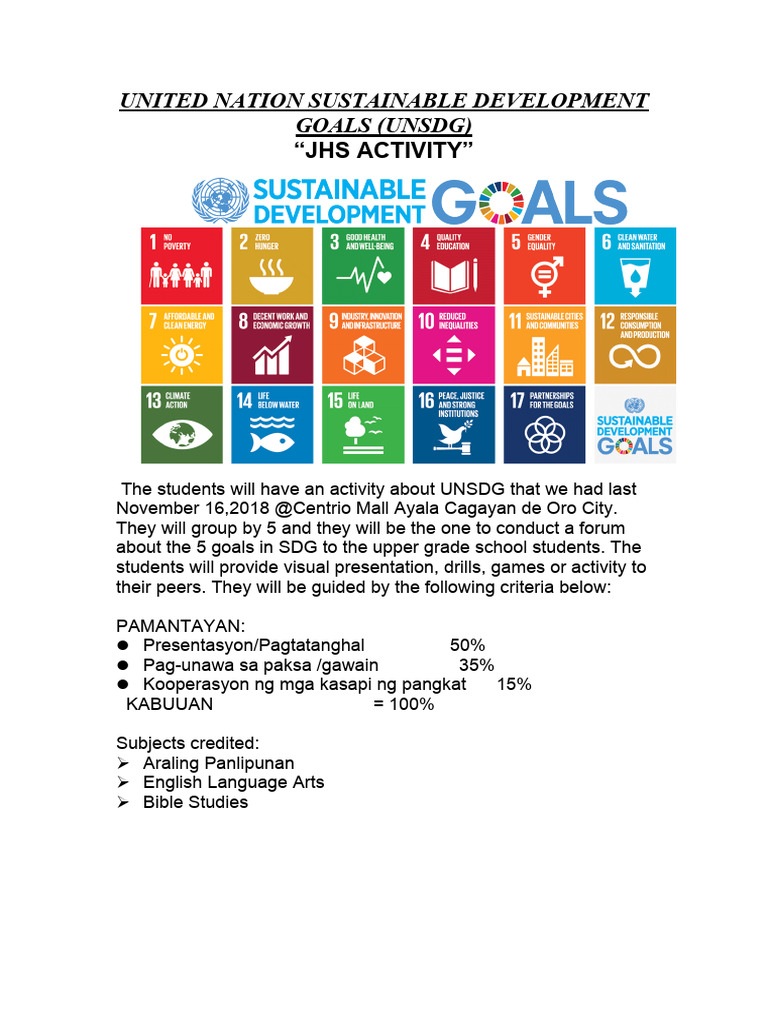 United Nation Sustainable Development Goals | PDF