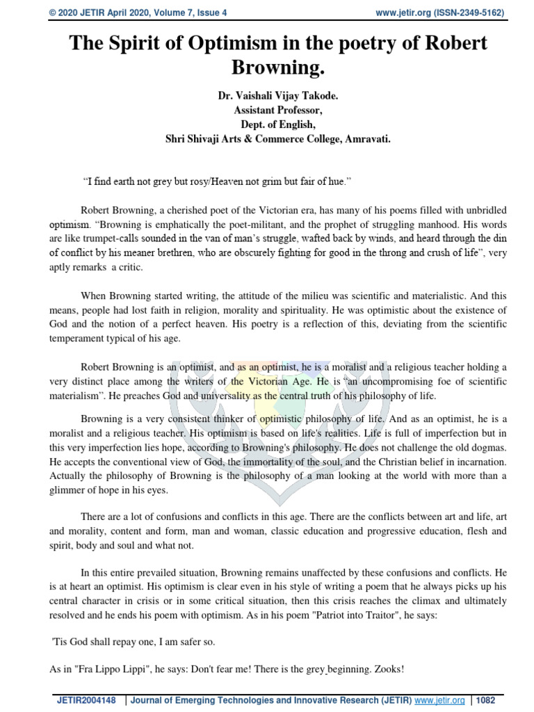 Browning's Optimistic Poetry | PDF | Optimism | Soul