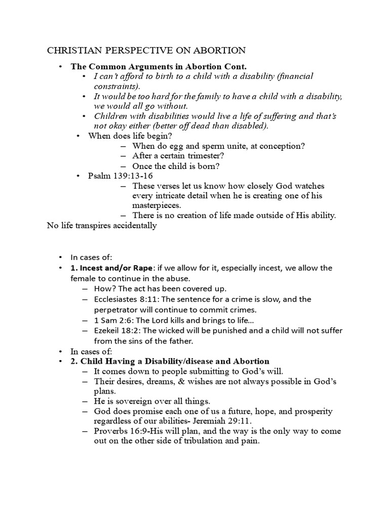 Christian Perspective On Abortion | PDF | Eugenics | Pregnancy