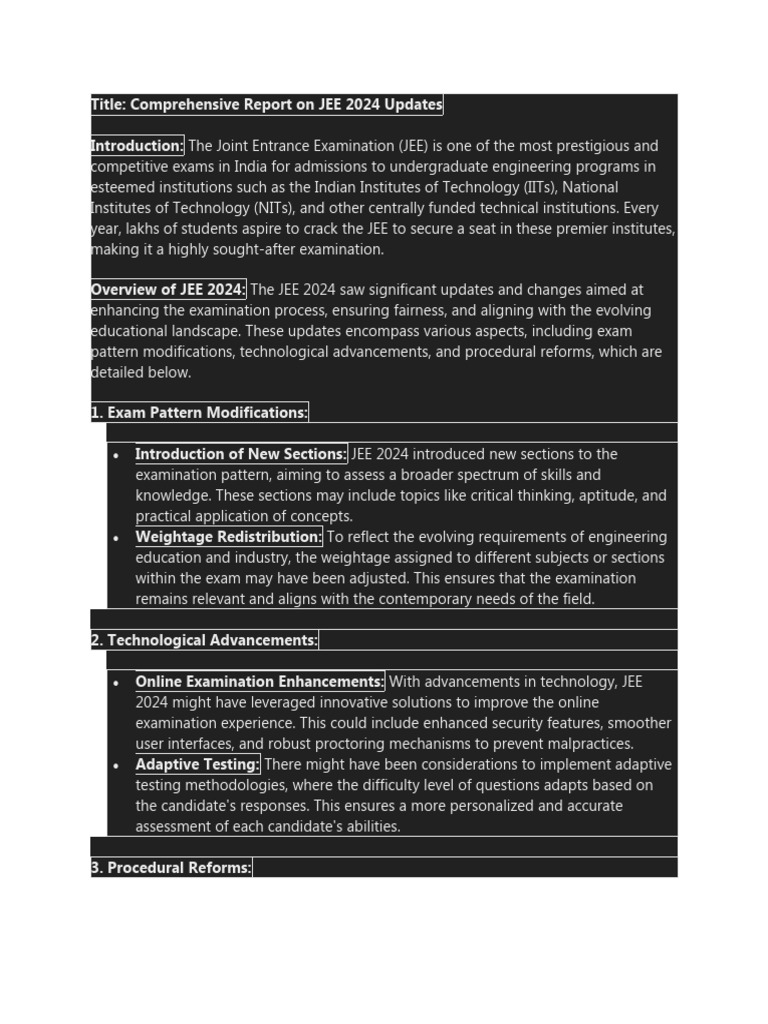 Jee 2024 Report Chatgpt For Scribd Upload | PDF
