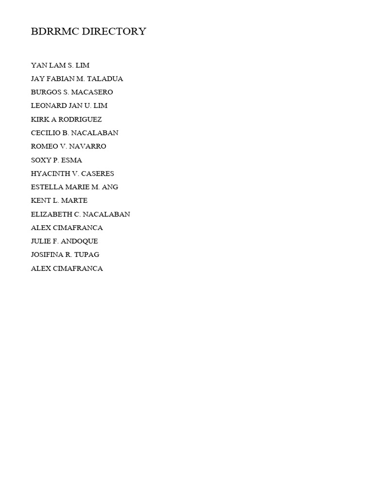 BDRRMC Directory | PDF