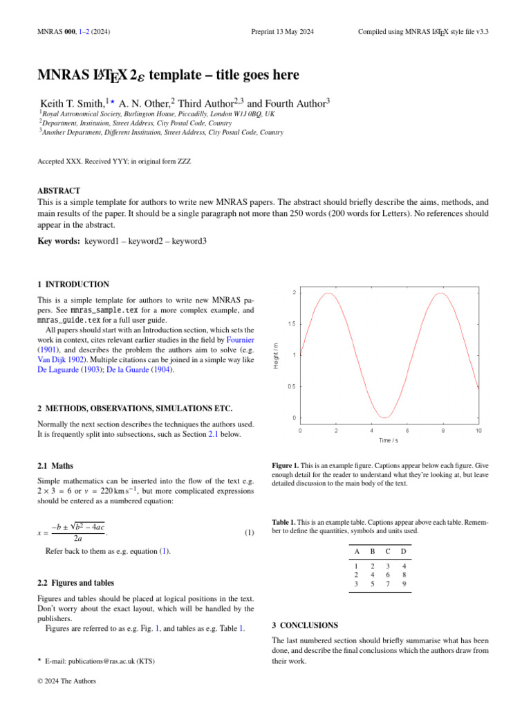 Monthly Notices of The Royal Astronomical Society MNRAS LaTeX Template and Guide For Authors ...
