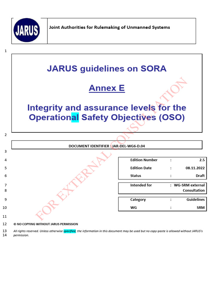 Draft Jarus Sora Annex e or Sora v2.5 For External Consultation | PDF ...