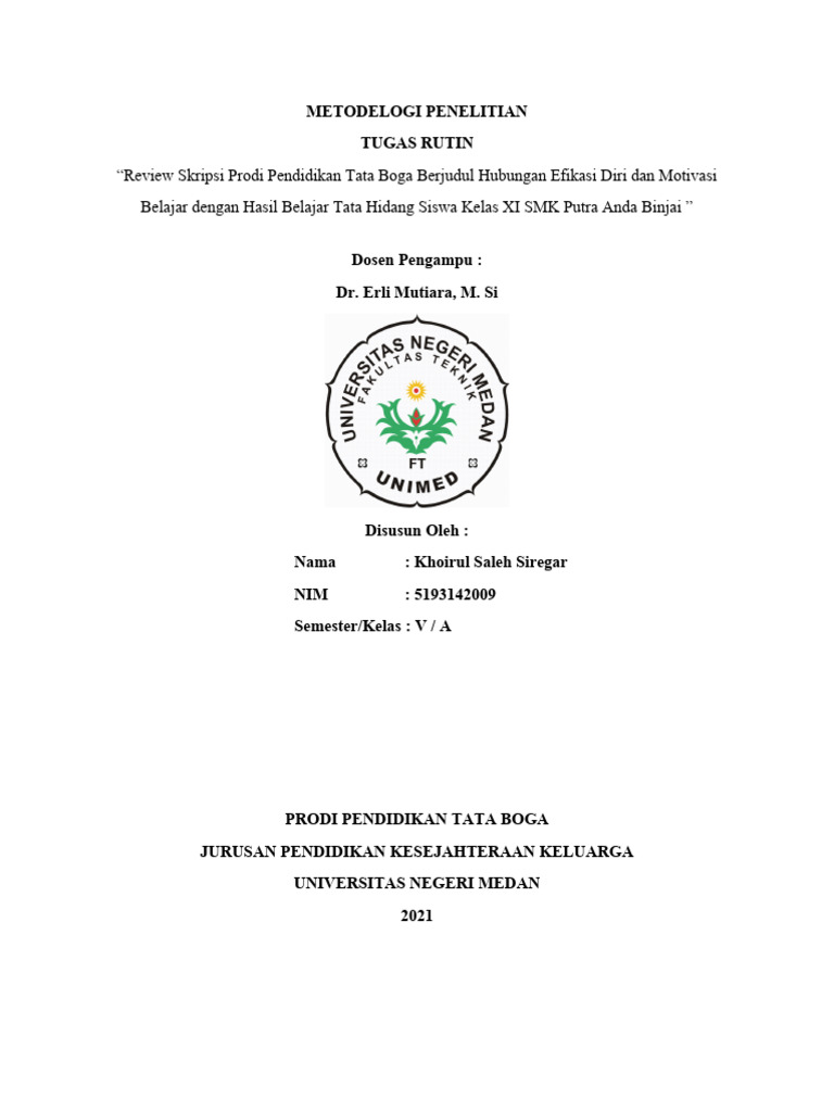Review Skripsi Efikasi Diri dan Motivasi | PDF