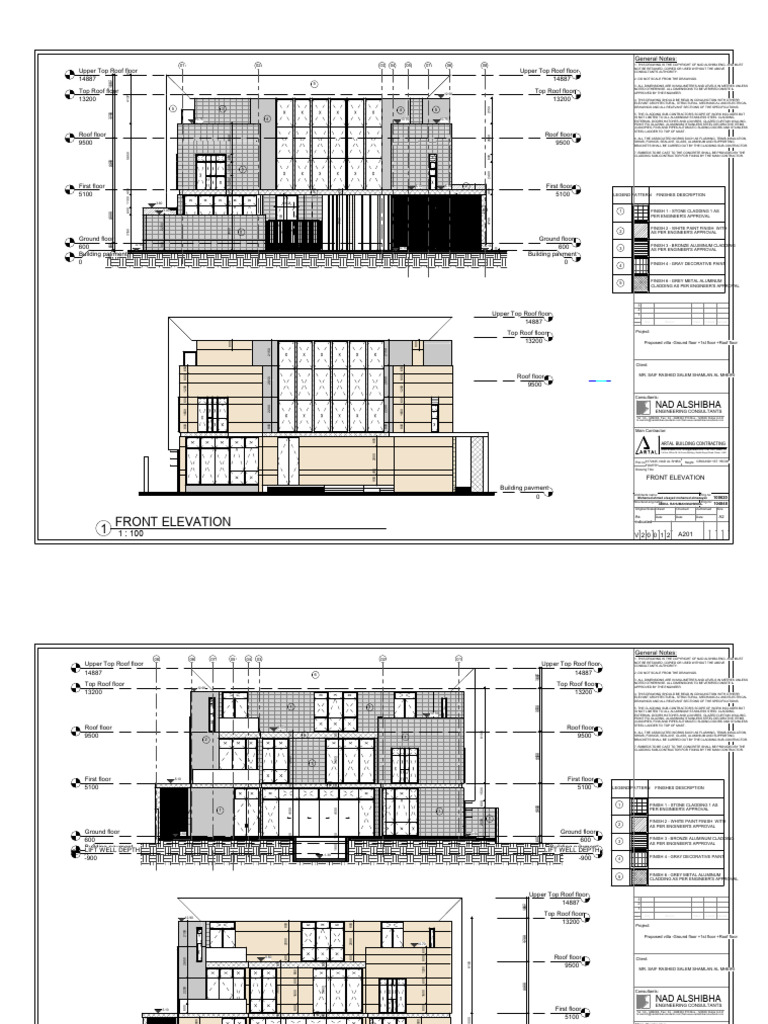 Elevation Finishes Shopdrawings | PDF | Door | Roof