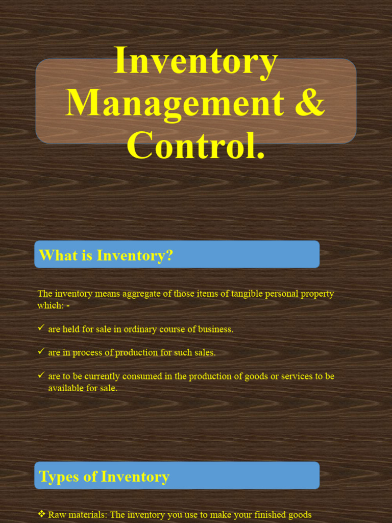 Inventory Management & Control | Download Free PDF | Inventory ...