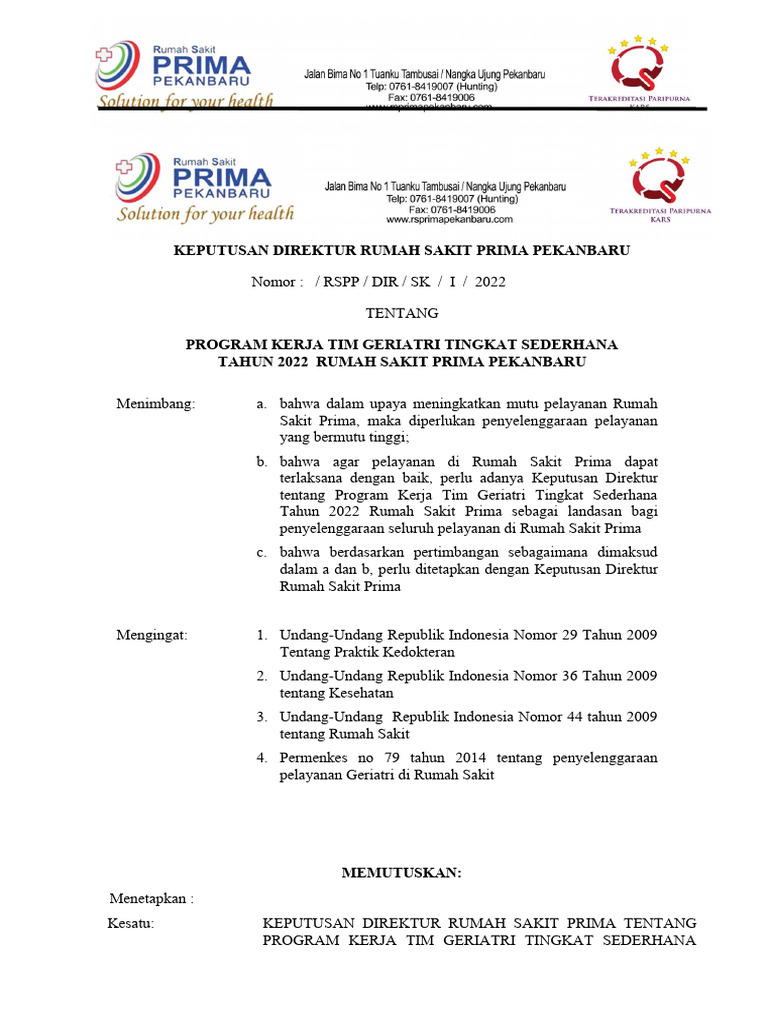 SK Program Kerja Tim | PDF