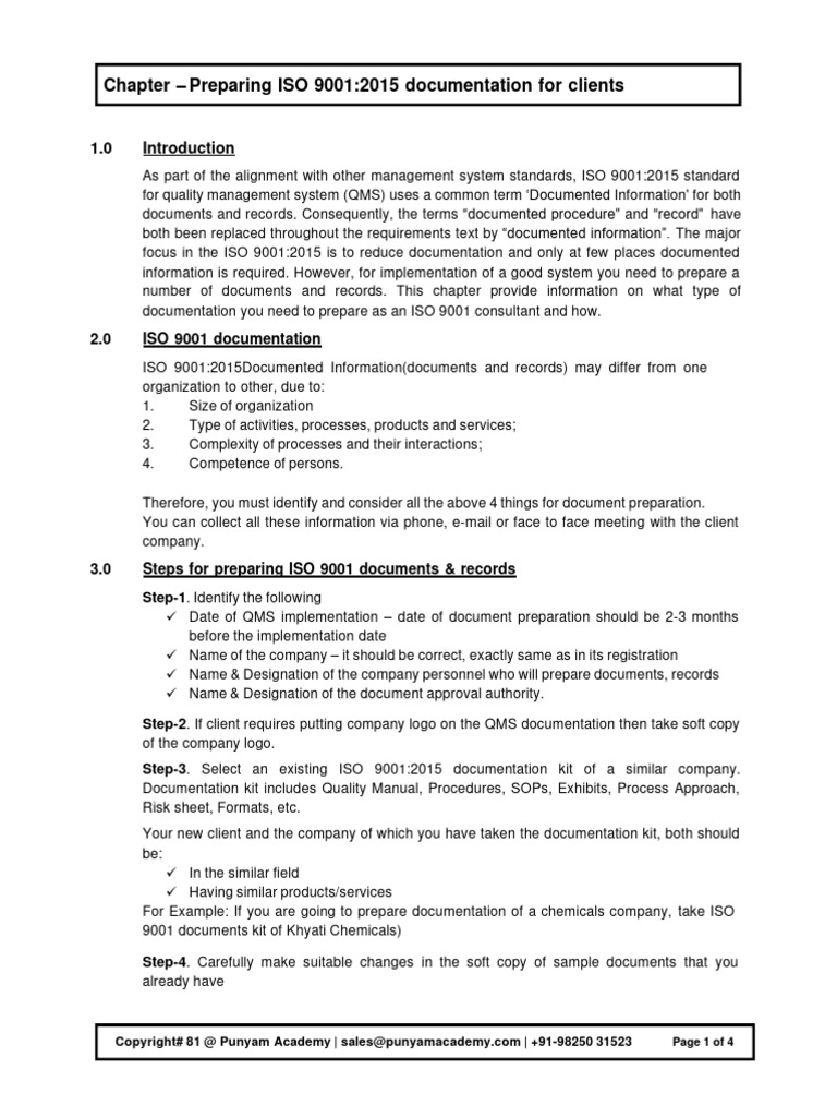 Preparing ISO 9001 Documentation | PDF | Iso 9000 | Quality Management System