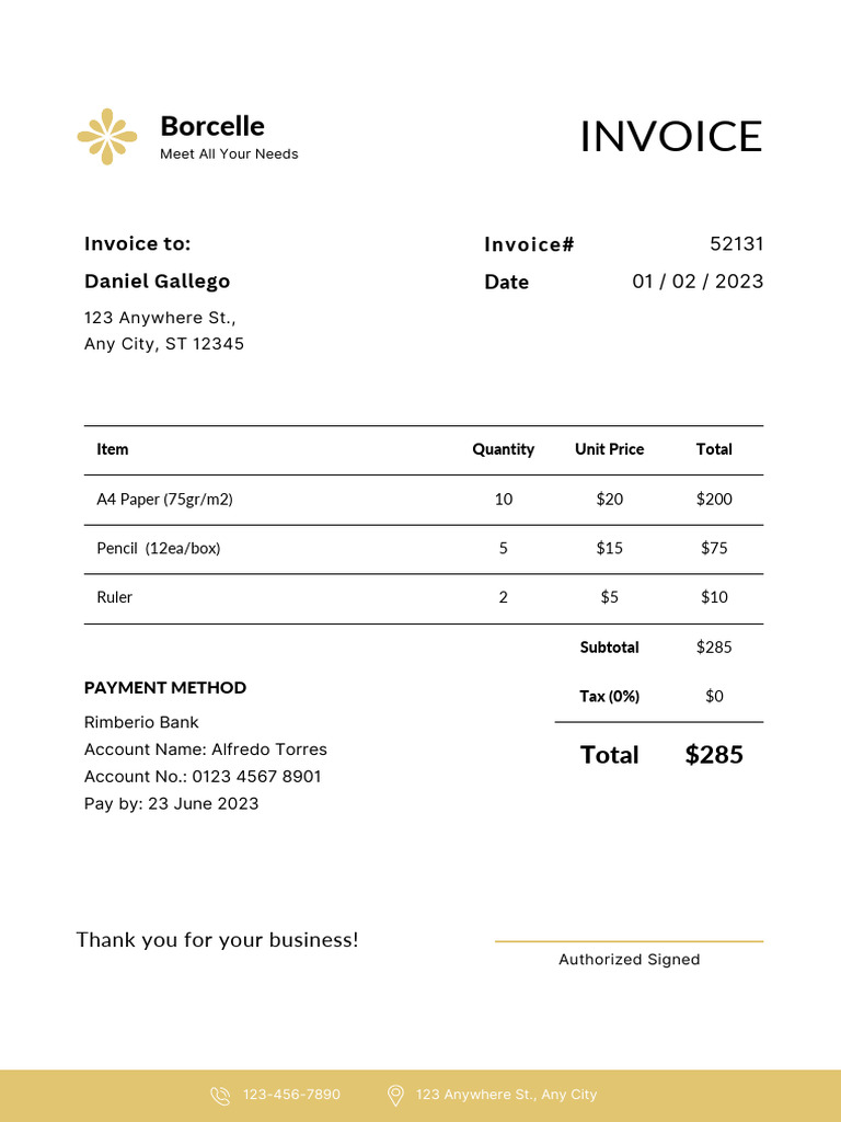 White Gold Simple Business Invoice - 20240116 - 141653 - 0000 | PDF
