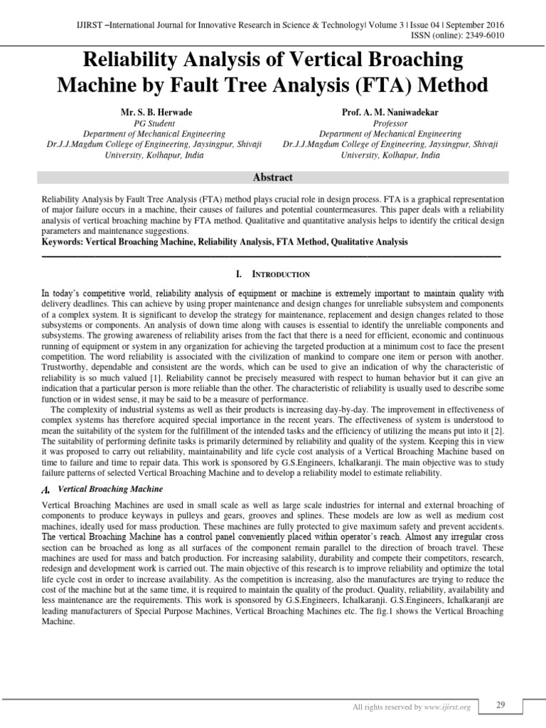 Reliability Analysis of Vertical Broachi | PDF | Engineering