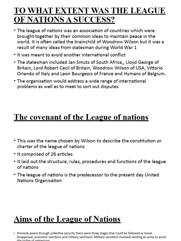 Success of the League of Nations Explained | PDF | League Of Nations ...
