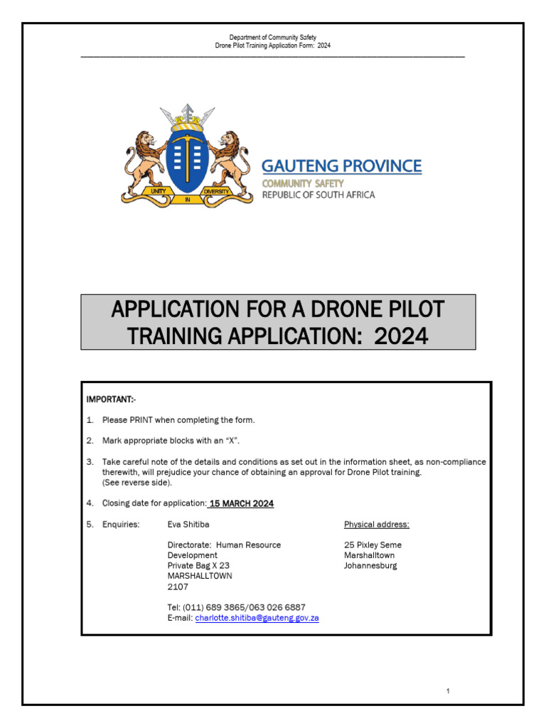Drone Pilot Application Form - 2024 | PDF | Unmanned Aerial Vehicle