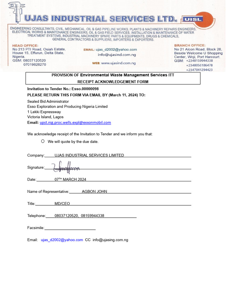 PROVISION OF Environmental Waste Management Services ITT | PDF | Trade ...