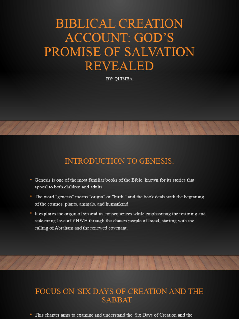 Biblical Creation Account | Download Free PDF | Genesis Creation Narrative | Book Of Genesis