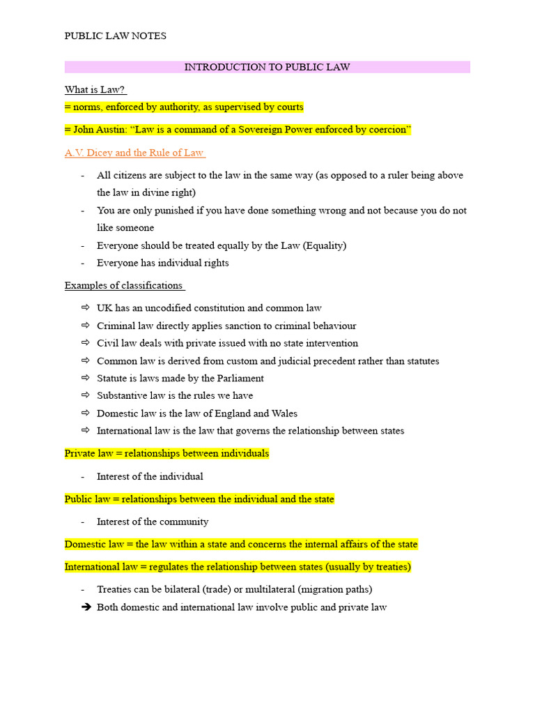 PUBLIC LAW NOTES | PDF | Constitution | International Law