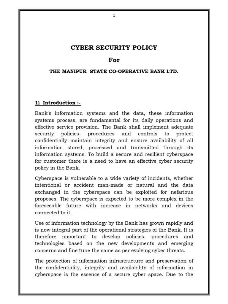 Cyber Security Policy For MSCB LTD | PDF | Information Security | Security