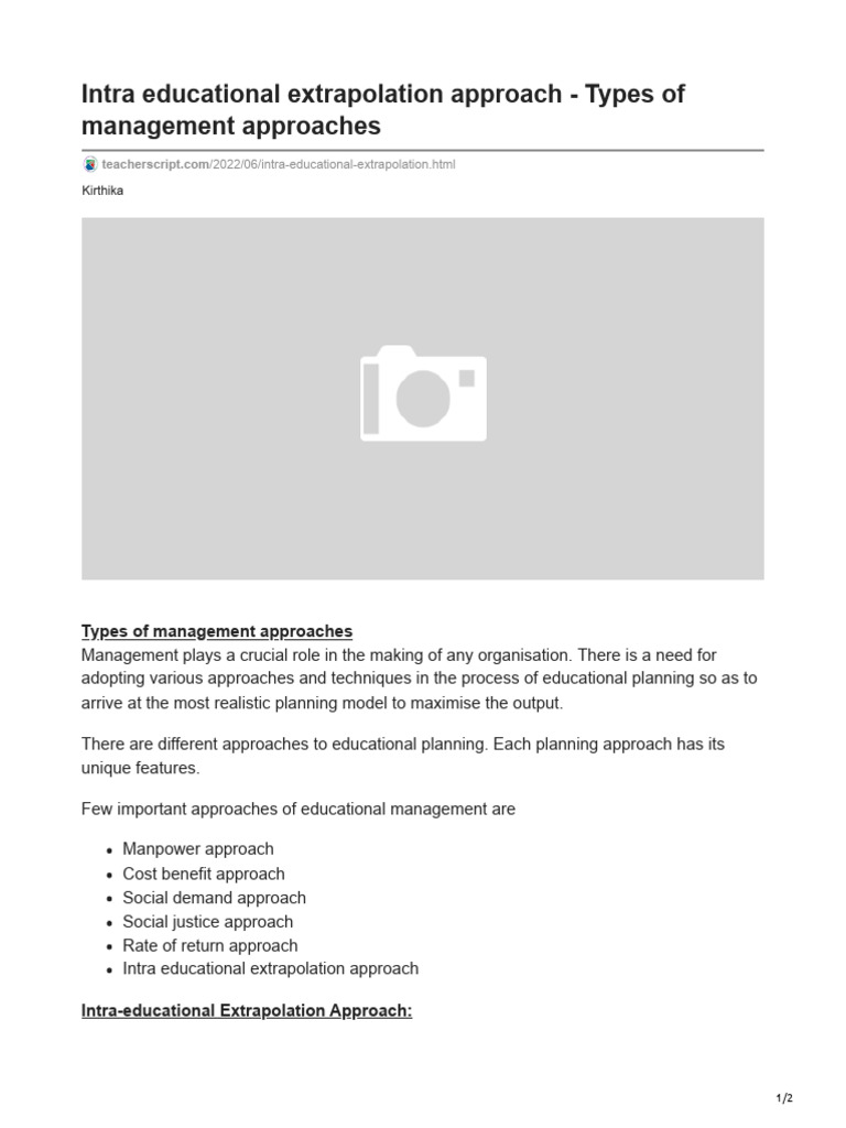 Intra Educational Extrapolation Approach - Types of Management Approaches | PDF | Economies