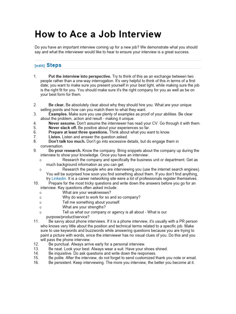 How To Ace A Job Interview | Download Free PDF | Job Interview | Interview