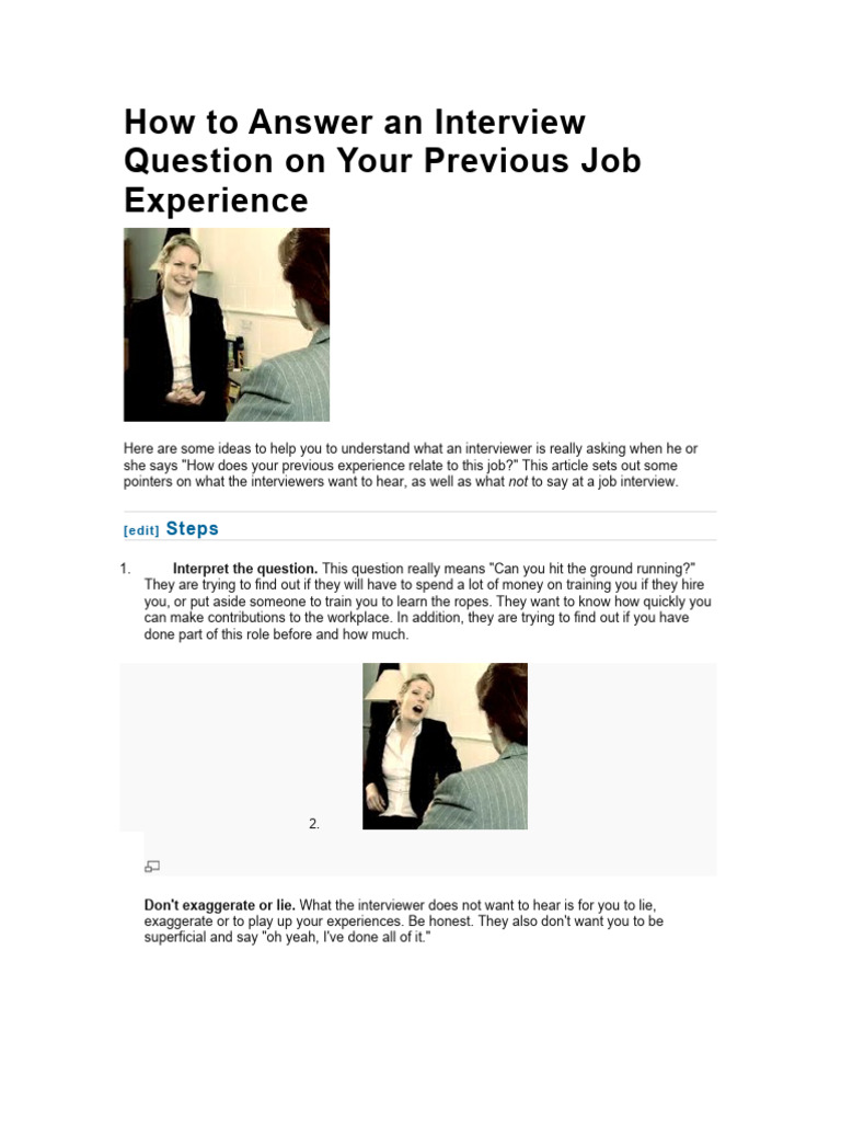How To Answer An Interview Question On Your Previous Job Experience ...