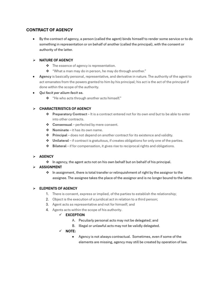 Contract of Agency | PDF | Law Of Agency | Legal Liability