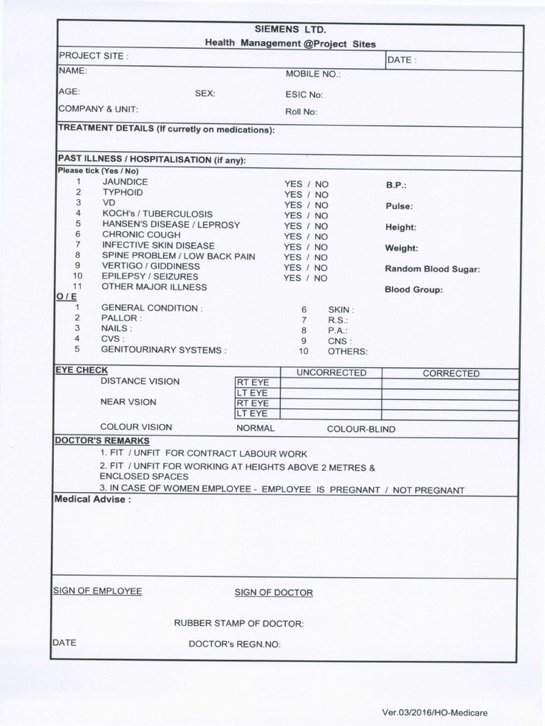 Health Declaration Form | PDF