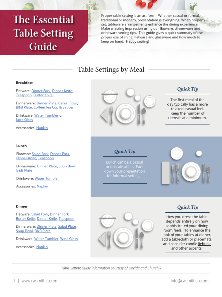 TriMark RWS Table Setting Guide (1) | PDF | Tableware | Foods