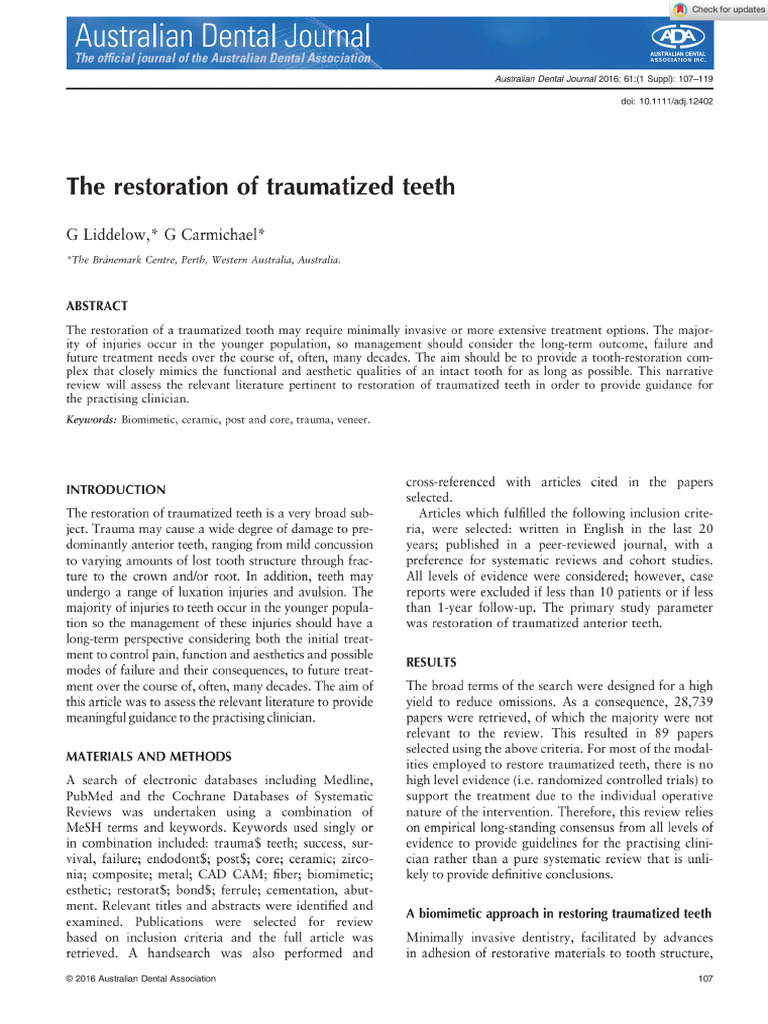 3- The restoration of traumatized teeth | PDF