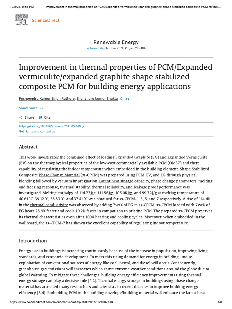Improvement in Thermal Properties of PCM/Expanded Vermiculite/expanded ...