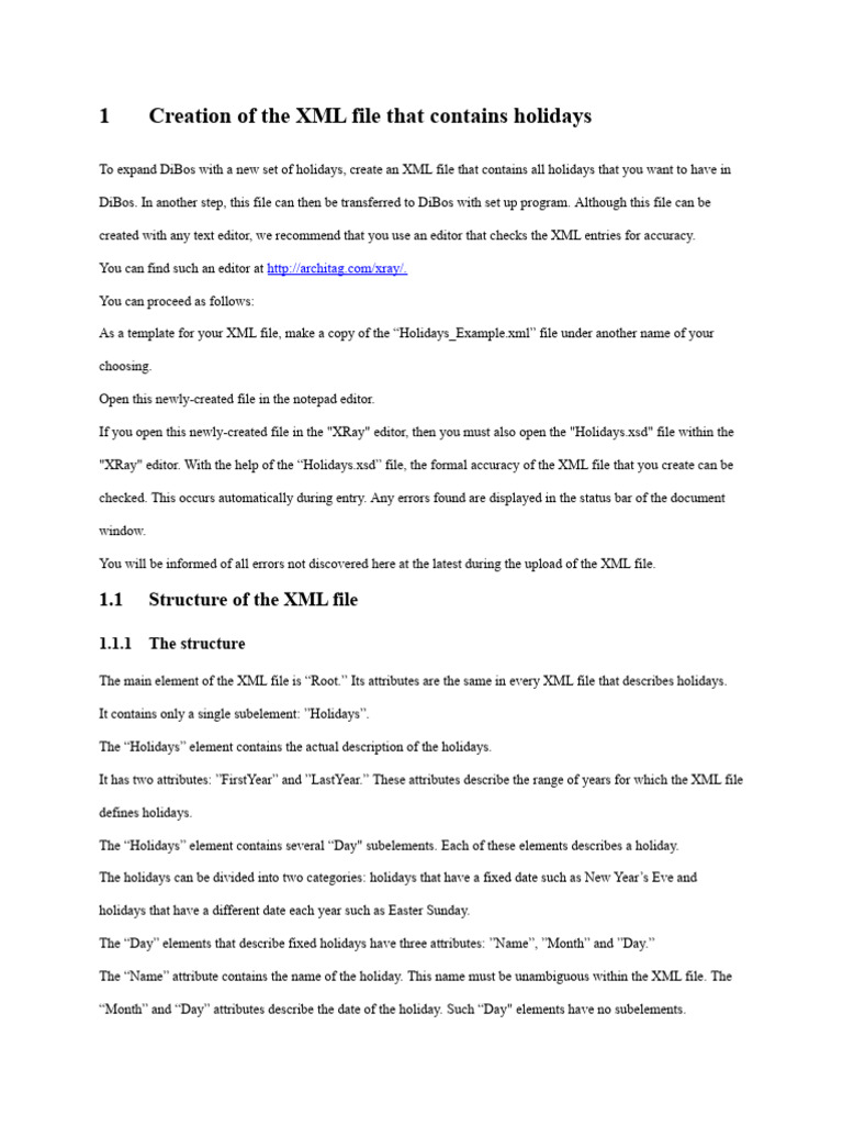How To Create A Holiday File | PDF | Xml | Software Engineering