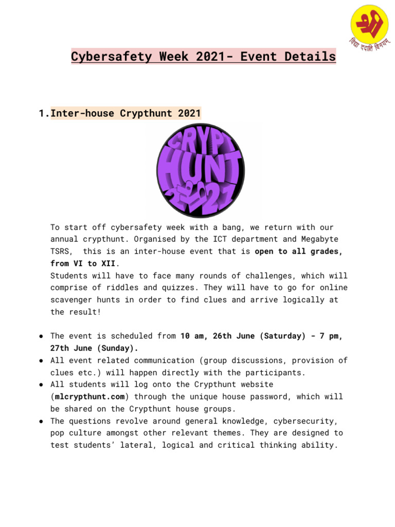 Cybersafety Week 2021 - Event Details | Download Free PDF | Cyberspace ...