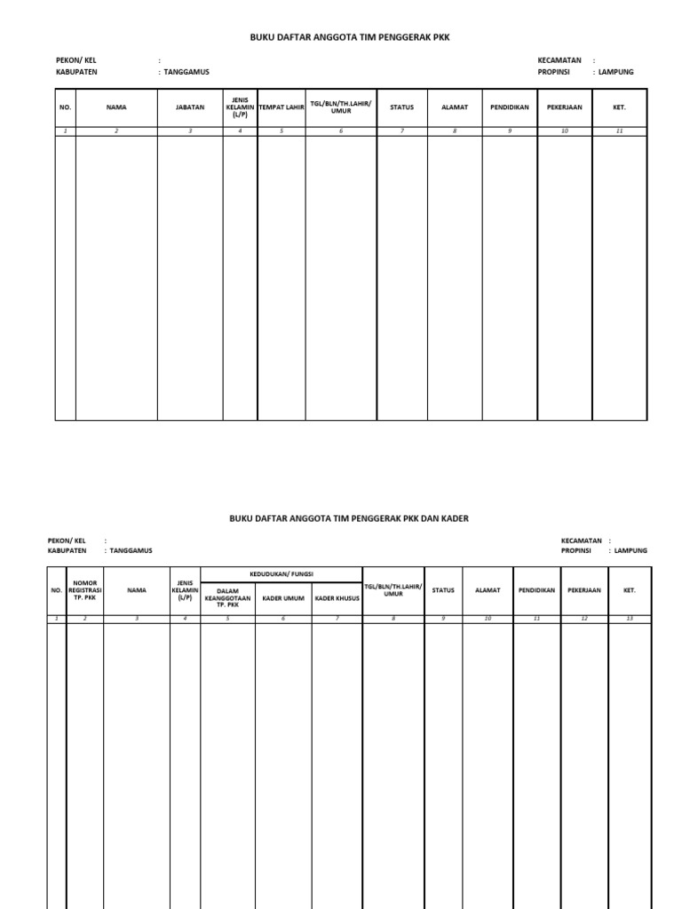 Blangko Buku 6 dan Data Umum PKK | PDF