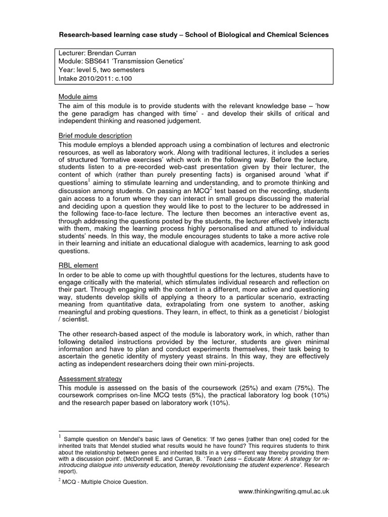 Research based learning - case studies | PDF | Ethnography | Field Research Research based learning - case studies | PDF | Ethnography | Field Research