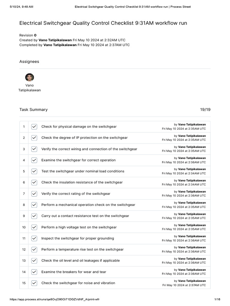 Electrical Switchgear Quality Control Checklist 9_31AM workflow run ...