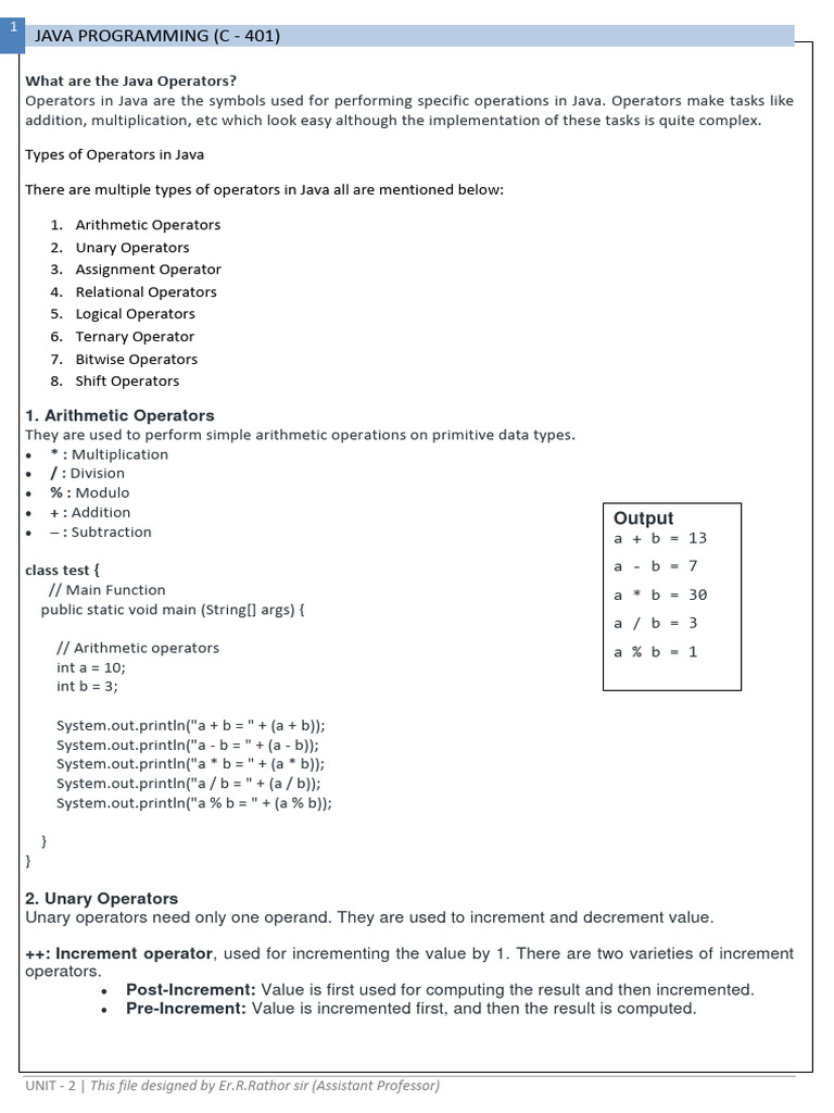 UNIT2_JAVA | PDF | Control Flow | Boolean Data Type