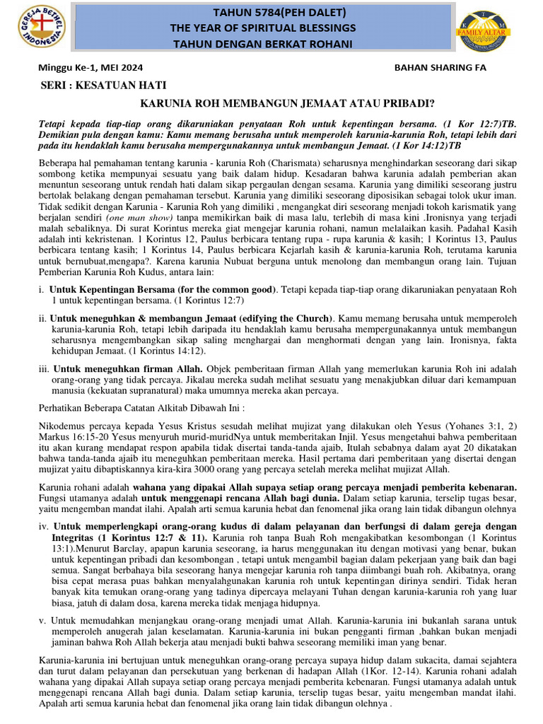 Karunia Rohani untuk Membangun Jemaat | PDF