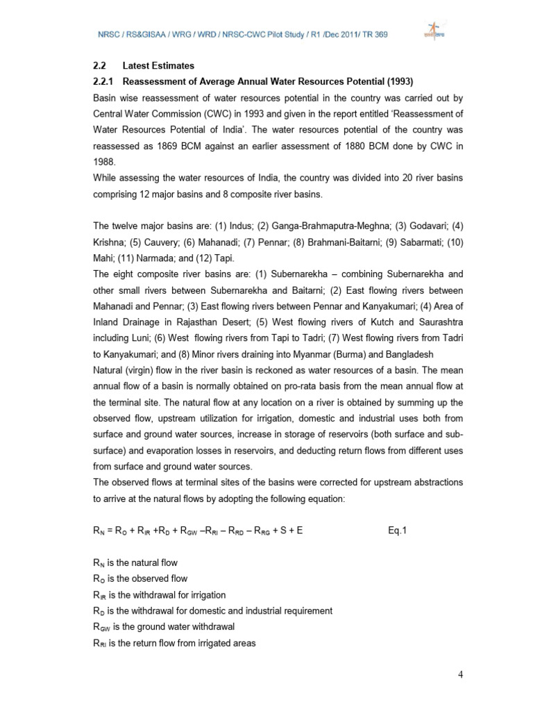 CWC | PDF | Groundwater | Drainage Basin