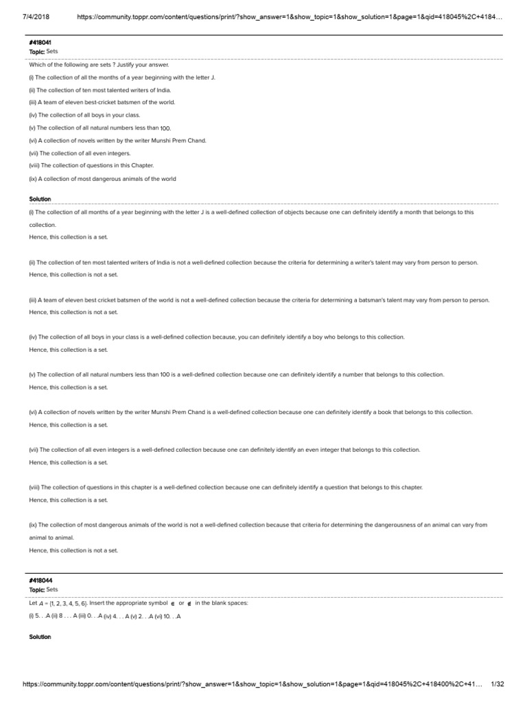 CBSE 11 Engineering Medical Maths Sets | PDF | Numbers | Subset