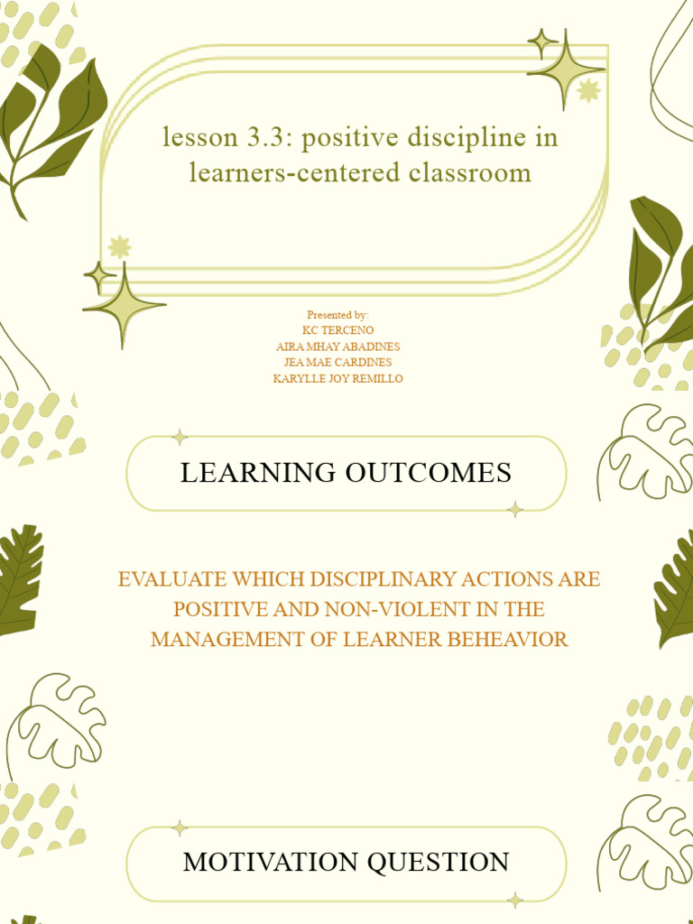 lesson-3.3-positive-discipline-in-learners-centered-classroom | PDF ...