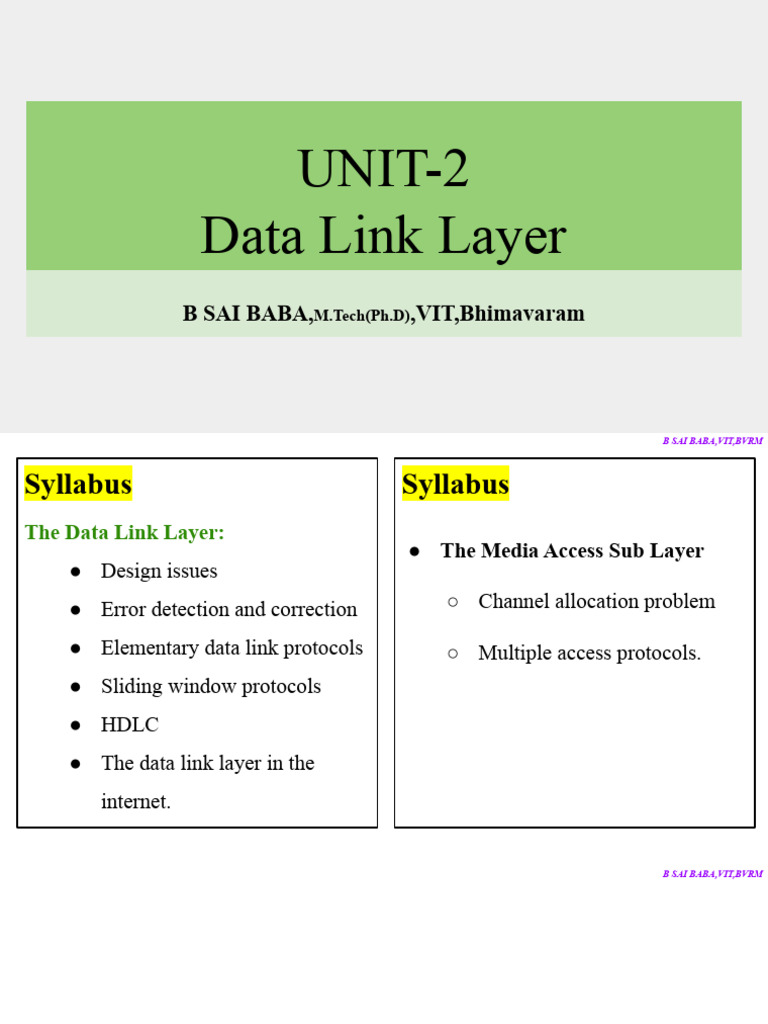 CN-UNIT-2 - Data Link Layer | PDF | Transmission Control Protocol | Computer Network