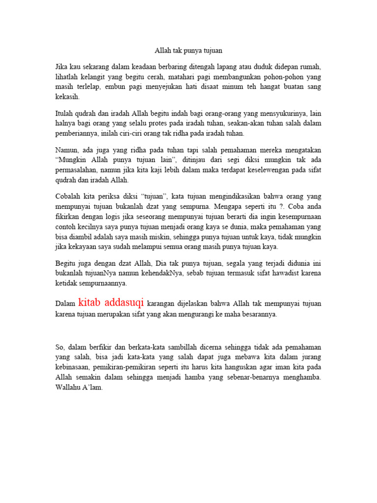 Allah tak punya tujuan | PDF