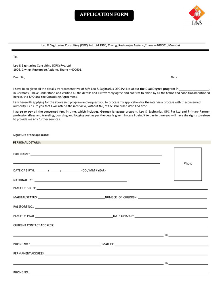 Application Form - L&S - Dual Degree | PDF | Travel Visa | Justice