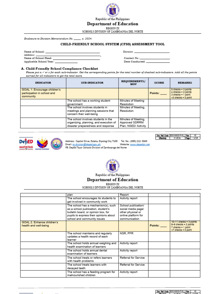 CFSS Tool - Integrated Assessment | PDF