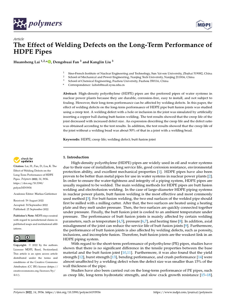 The Effect of Welding Defects On The Long-Term Performance of HDPE ...