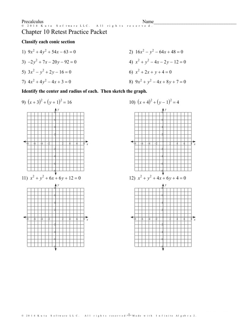 Precalculus - Chapter 10 Retest Practice Packet | PDF | Classical ...