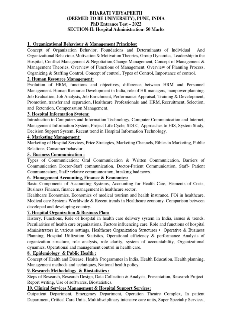 Hospital Administration | PDF | Hospital | Human Resources