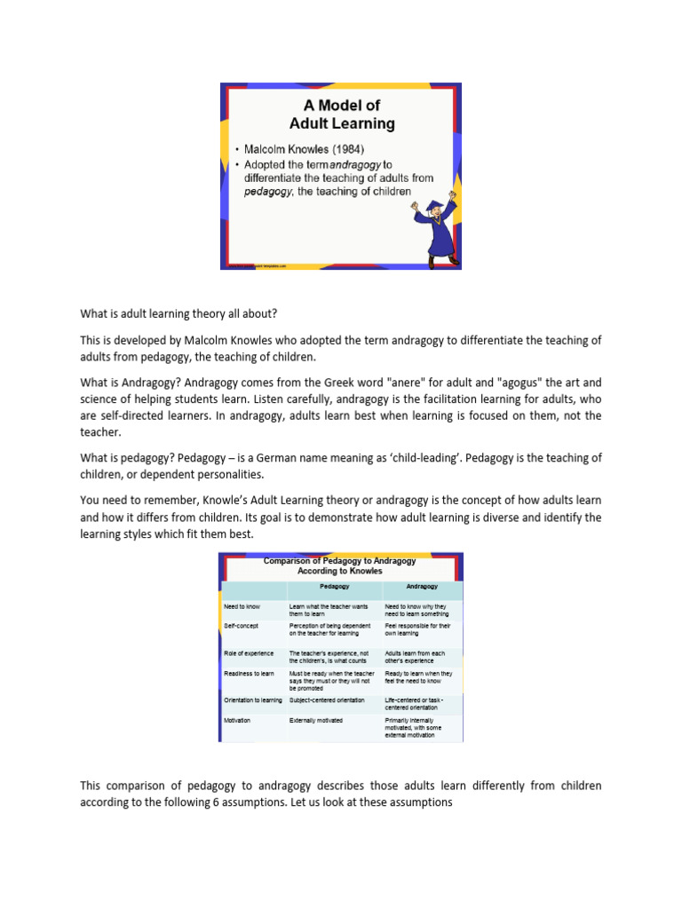 Lesson 3.2 Knowles Adult Learning Theory | PDF | Learning | Adult Education
