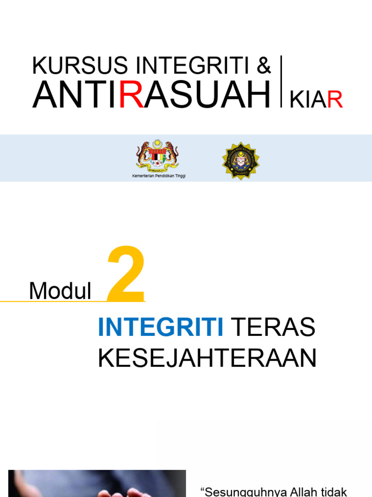 Modul Kiar 2023 - 2 Integriti Teras Kesejahteraan | PDF | Karier & Perkembangan