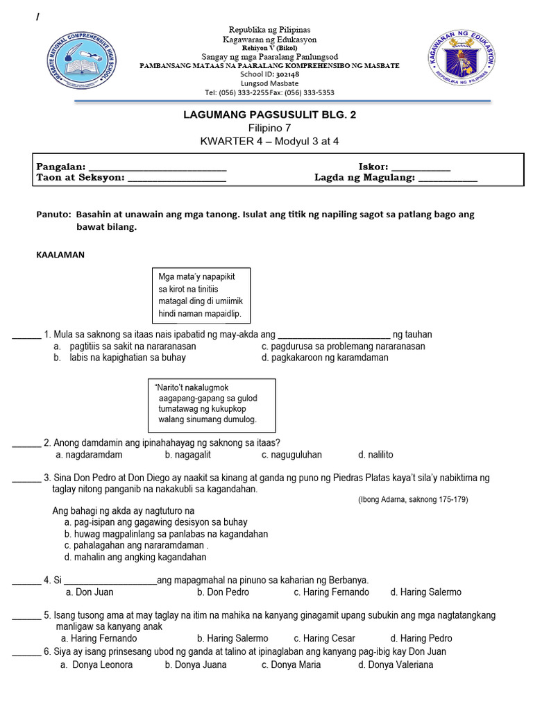 Fil7 SUMMATIVE2 LAS34 Q4 | PDF