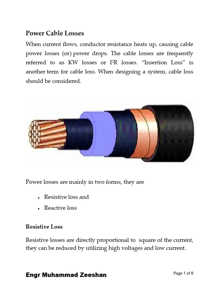 Power Cable Losses | PDF | Electrical Resistance And Conductance ...